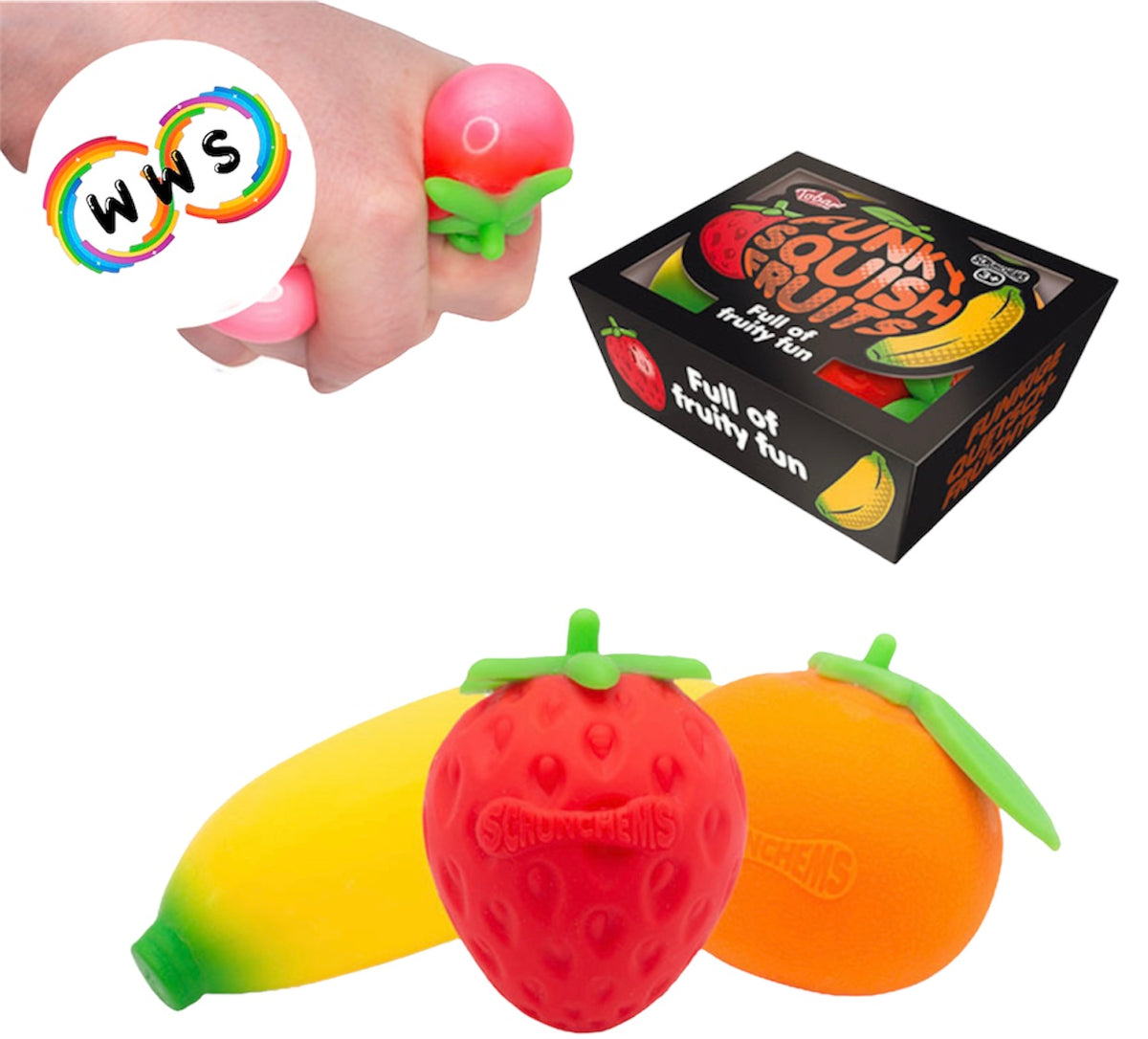 Squeezy Fruits -Set of 3 – Wooden, Sensory and Softplay Ltd
